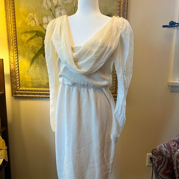 St. John | Dresses | Vintage St John Knit Dress With Crepe Long Sleeve ...